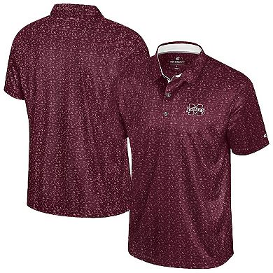 Men's Colosseum Maroon Mississippi State Bulldogs Football Print Polo