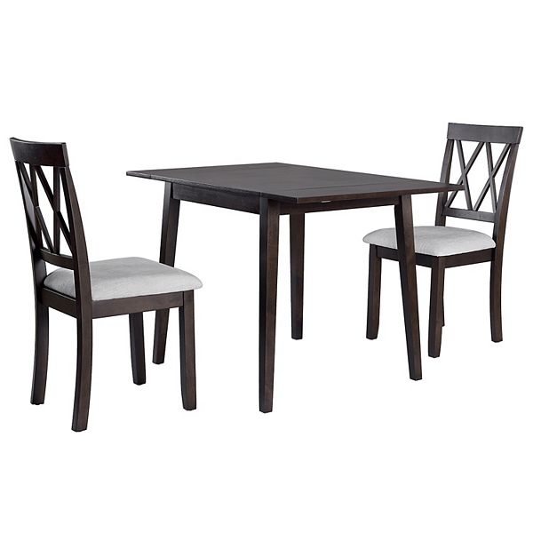 Merax 3 Piece Kitchen Dining Set with Drop Leaf Dining Table and 2 ...