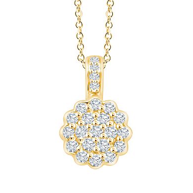 Always Mine 14k Gold Over Sterling Silver 1/6 Carat T.W. Diamond Floral ...