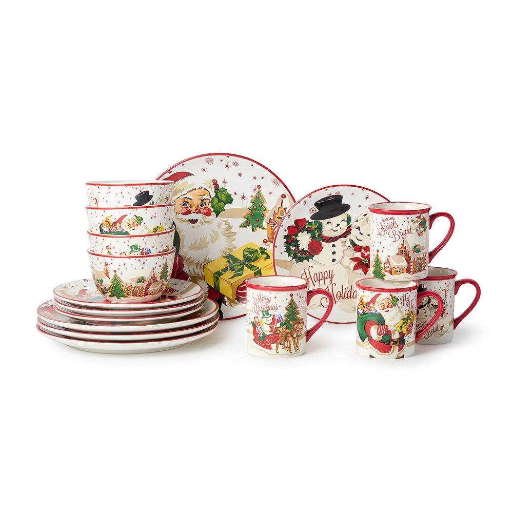 Certified International Santa's Retro Christmas 16 pc. Dinner Set