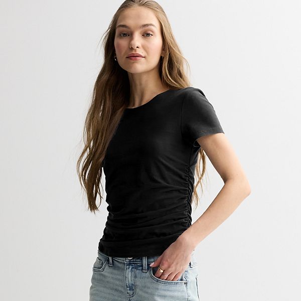 Juniors' Pink Republic Short Sleeve Side Cinch Top
