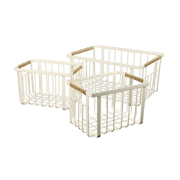 Henley Farmhouse Handmade Wire Metal Nesting Storage Baskets with Jute ...