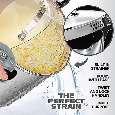 Gotham Steel Stainless Steel Pasta Pot with Twist & Lock Handles