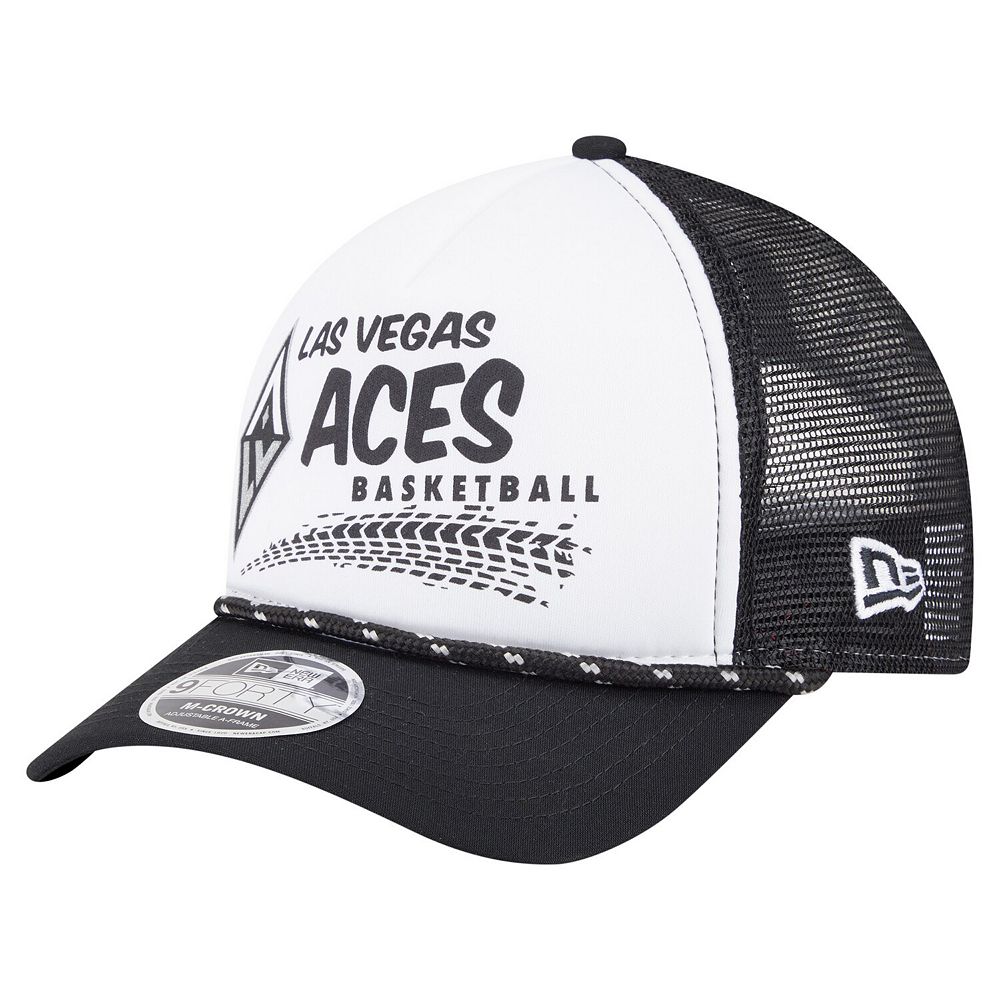 Unisex New Era White/Black Las Vegas Aces 9FORTY A-Frame Graphic Trucker Hat