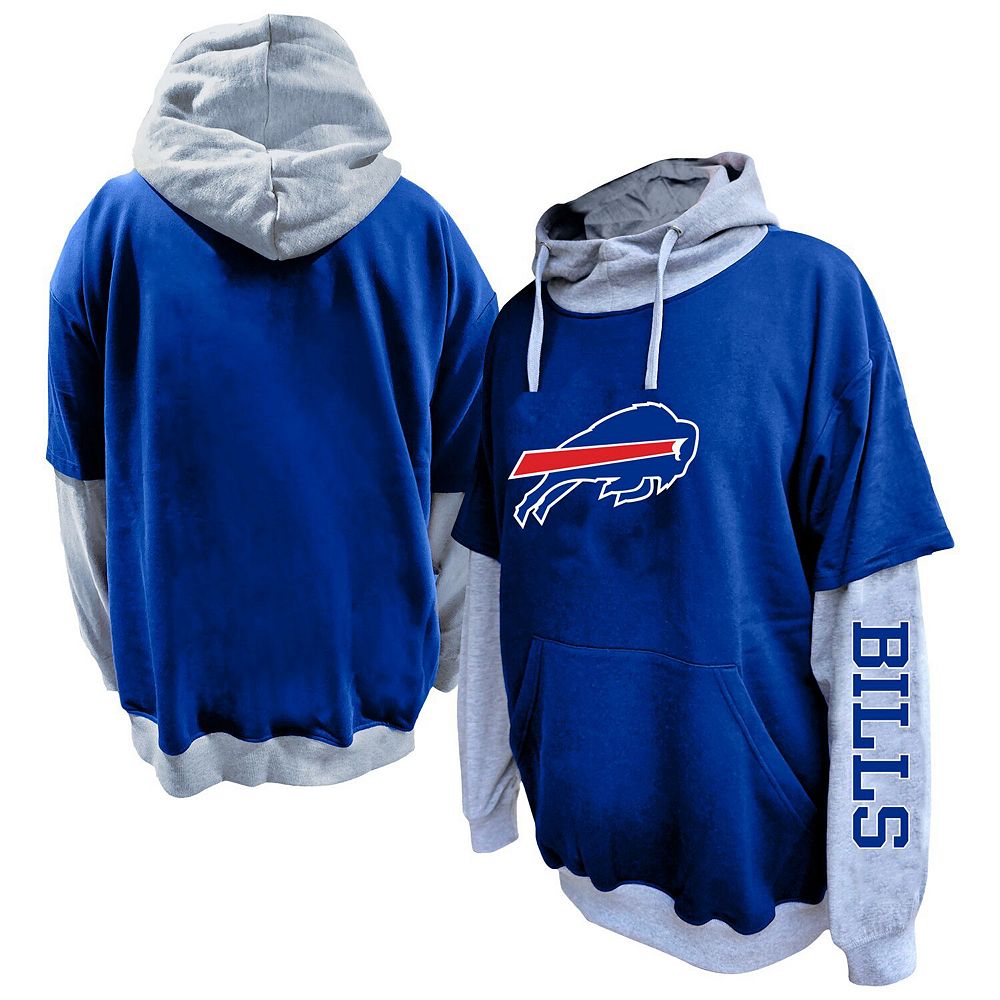 Men's Profile Royal/Heather Gray Buffalo Bills Big & Tall Twofer Pullover Hoodie