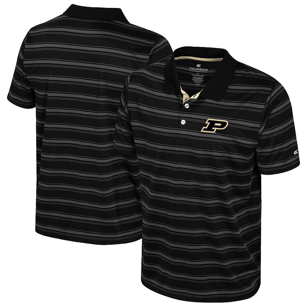 Men's Colosseum Black Purdue Boilermakers Milk Steak Polo