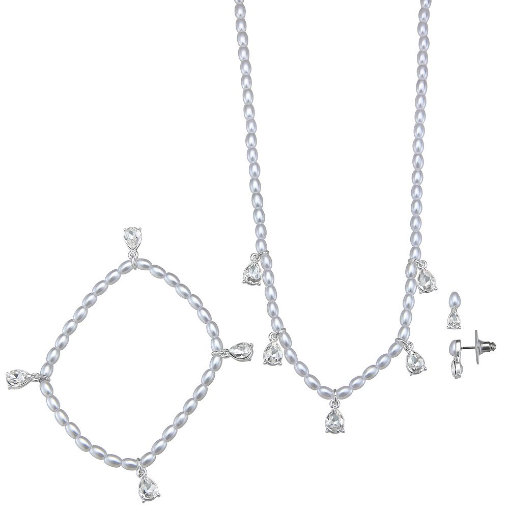 You're Invited 3-Piece Silver Tone Simulated Pearl & Crystal Necklace ...