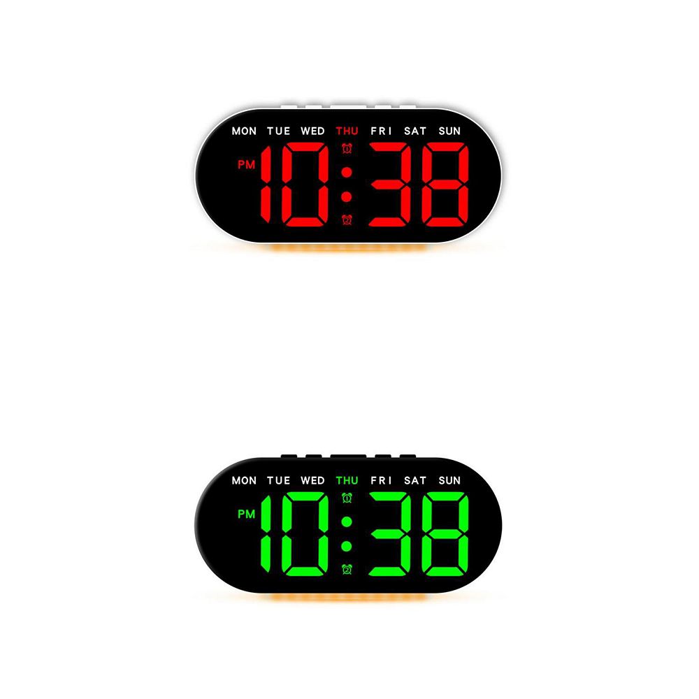 2Pcs Oval Digital Alarm Clock Bedroom, Alarm Clocks Big Number Dimmable ...