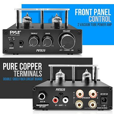 Pyle Wireless BT Tube Amplifier Stereo Receiver, 600W, 2 Vacuum Tube ...