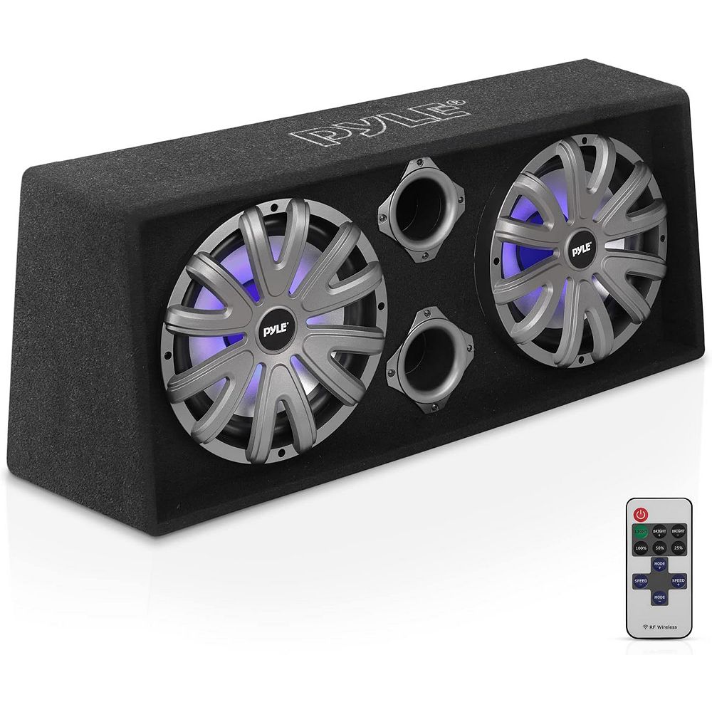 Pyle 12'' Dual Subwoofer Box System - 1200W Max - LED Lights & Rear Vented Design - PLBS122LE