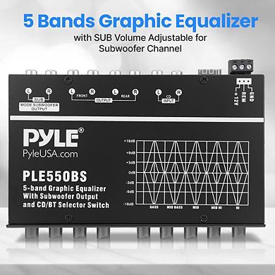 Pyle 5-Band Graphic Equalizer with Bluetooth and Subwoofer Volume ...