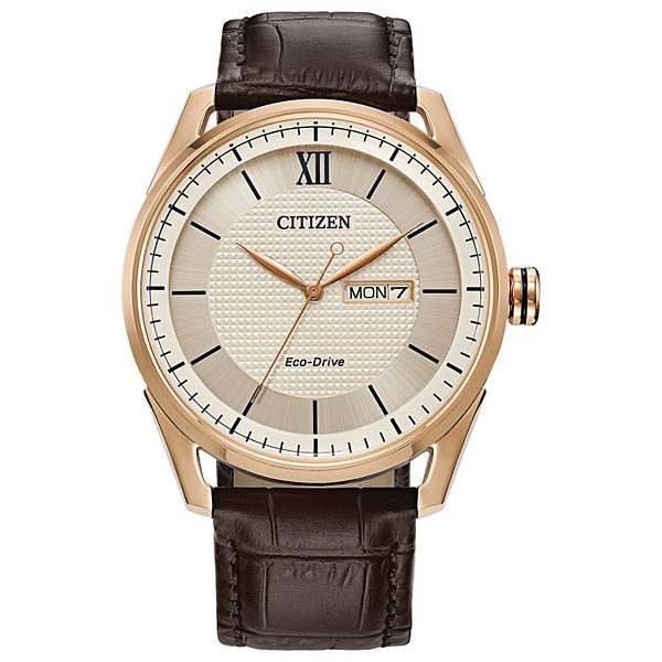 Citizen Men's 42mm Eco-Drive Brown Leather Strap Watch - AW0082-01A