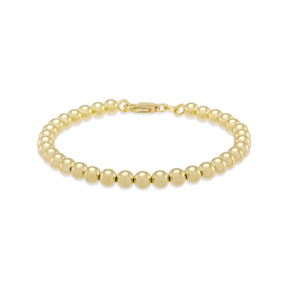 Everlasting Silver 14k Gold Plated Hollow Beaded Bracelet