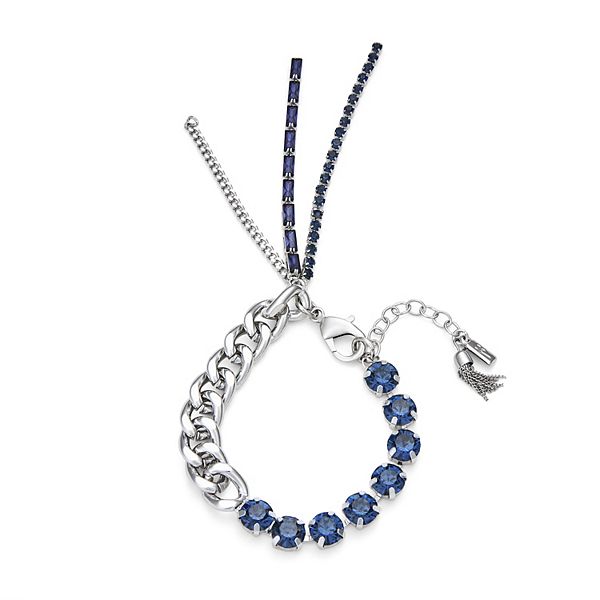 Simply Vera Vera Wang Silver Tone Blue Simulated Stone Flex Bracelet