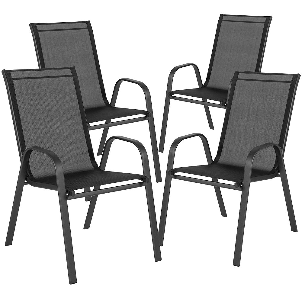 Flash Furniture 4 Pack Outdoor Stack Chair with Flex Comfort Material ...