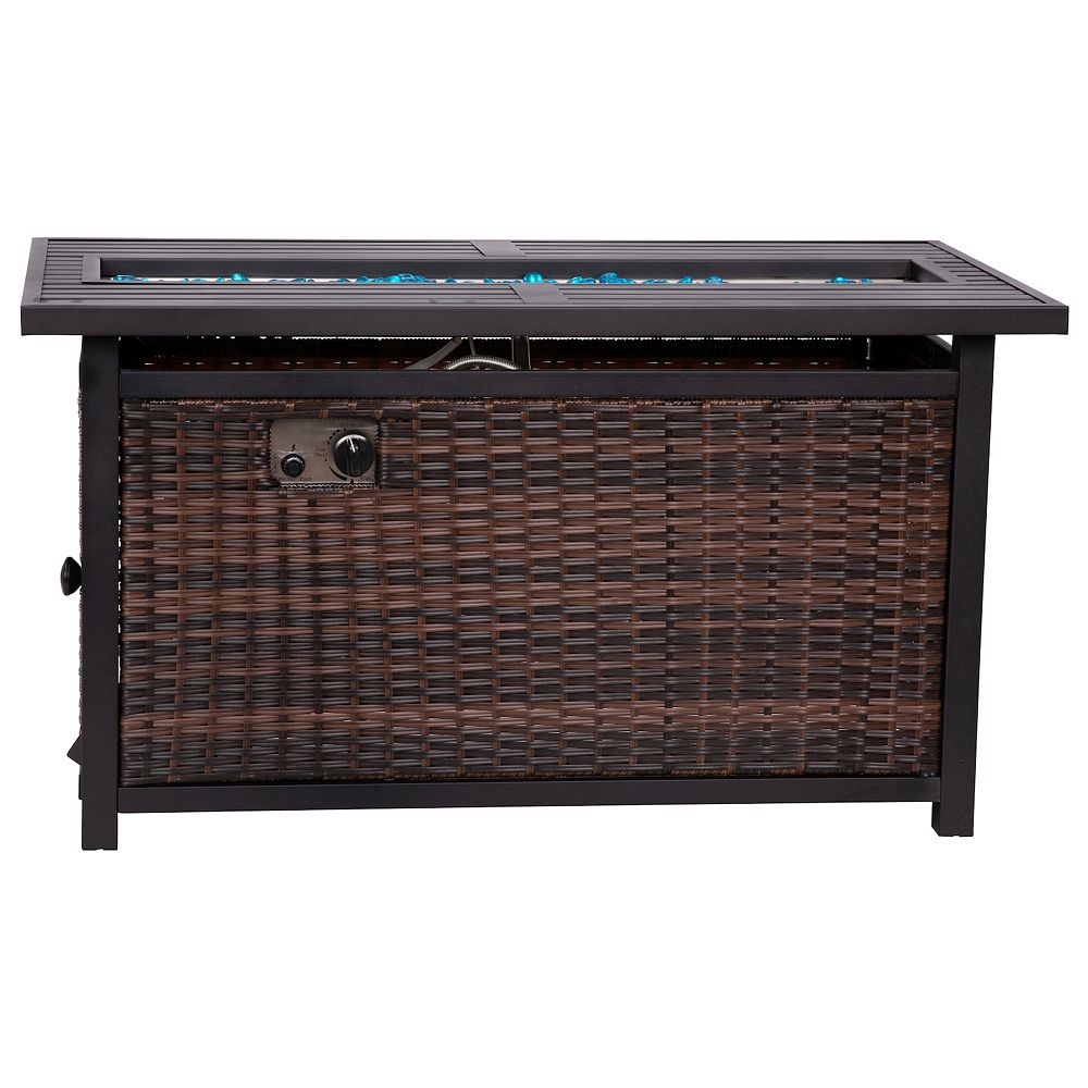 Flash Furniture Outdoor 50,000 BTU Fire Table with Steel Top and Wicker ...
