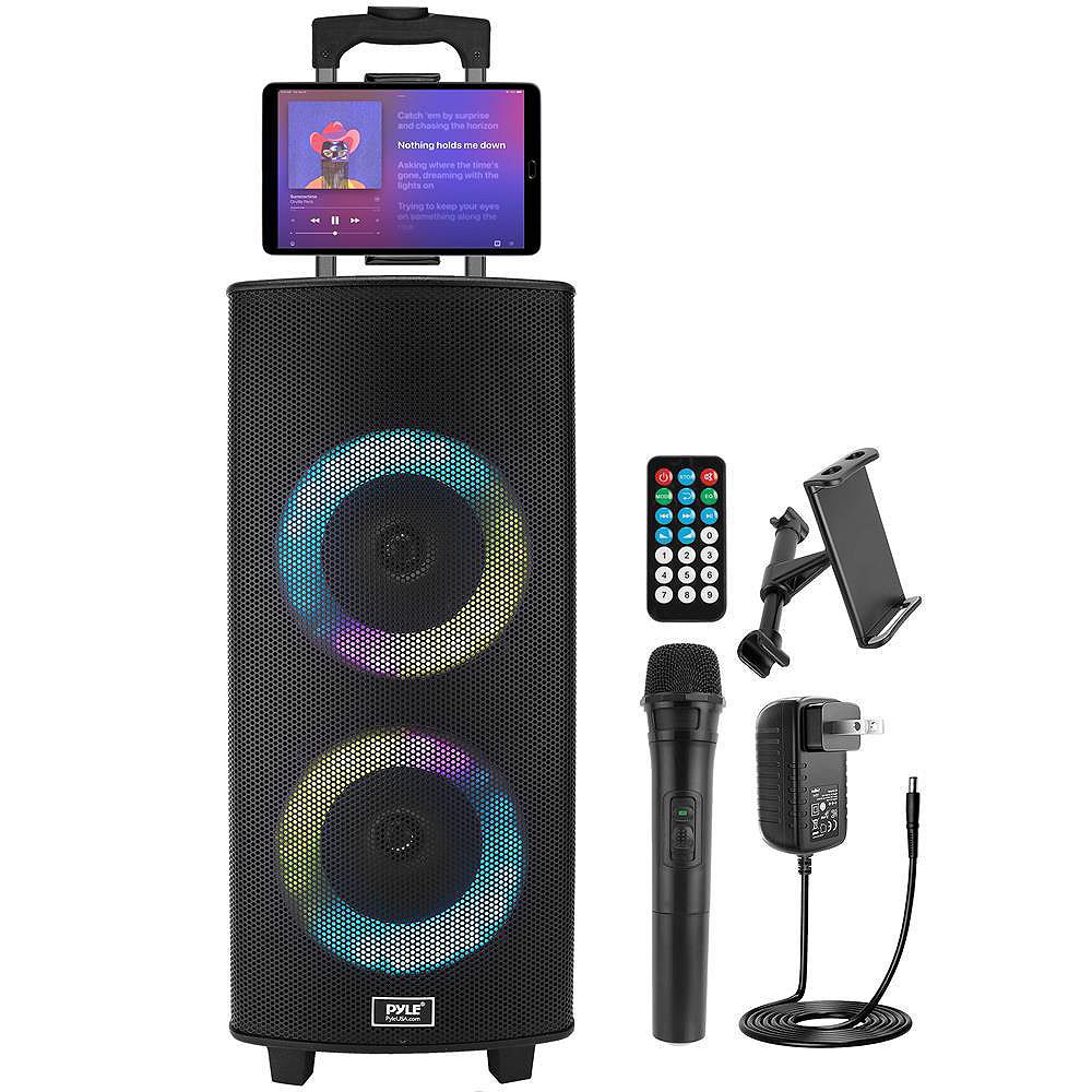 Pyle Portable Wireless Bluetooth PA Speaker System with LED Lights and ...