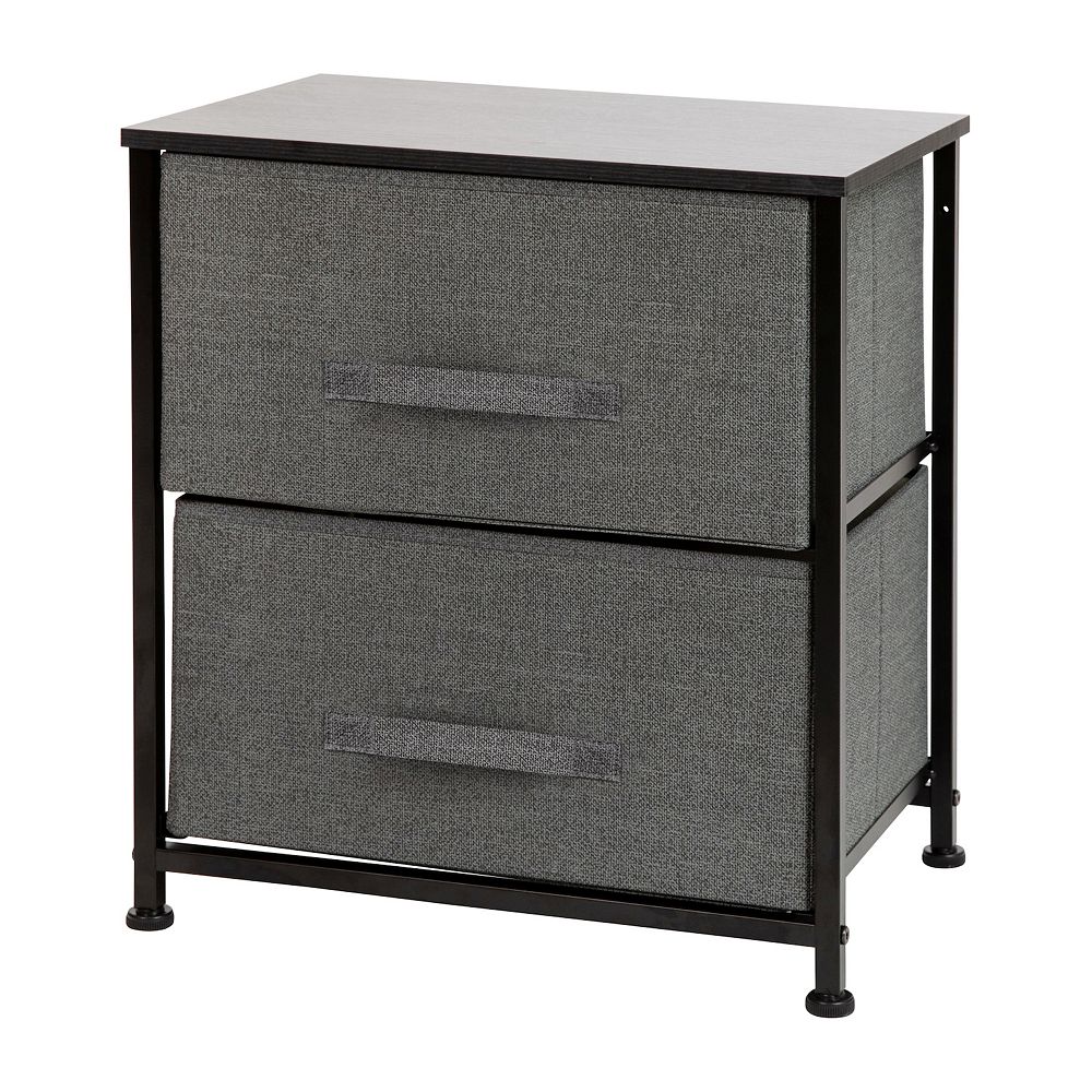 Flash Furniture 2 Drawer Storage Stand with Wood Top & Dark Fabric Pull ...