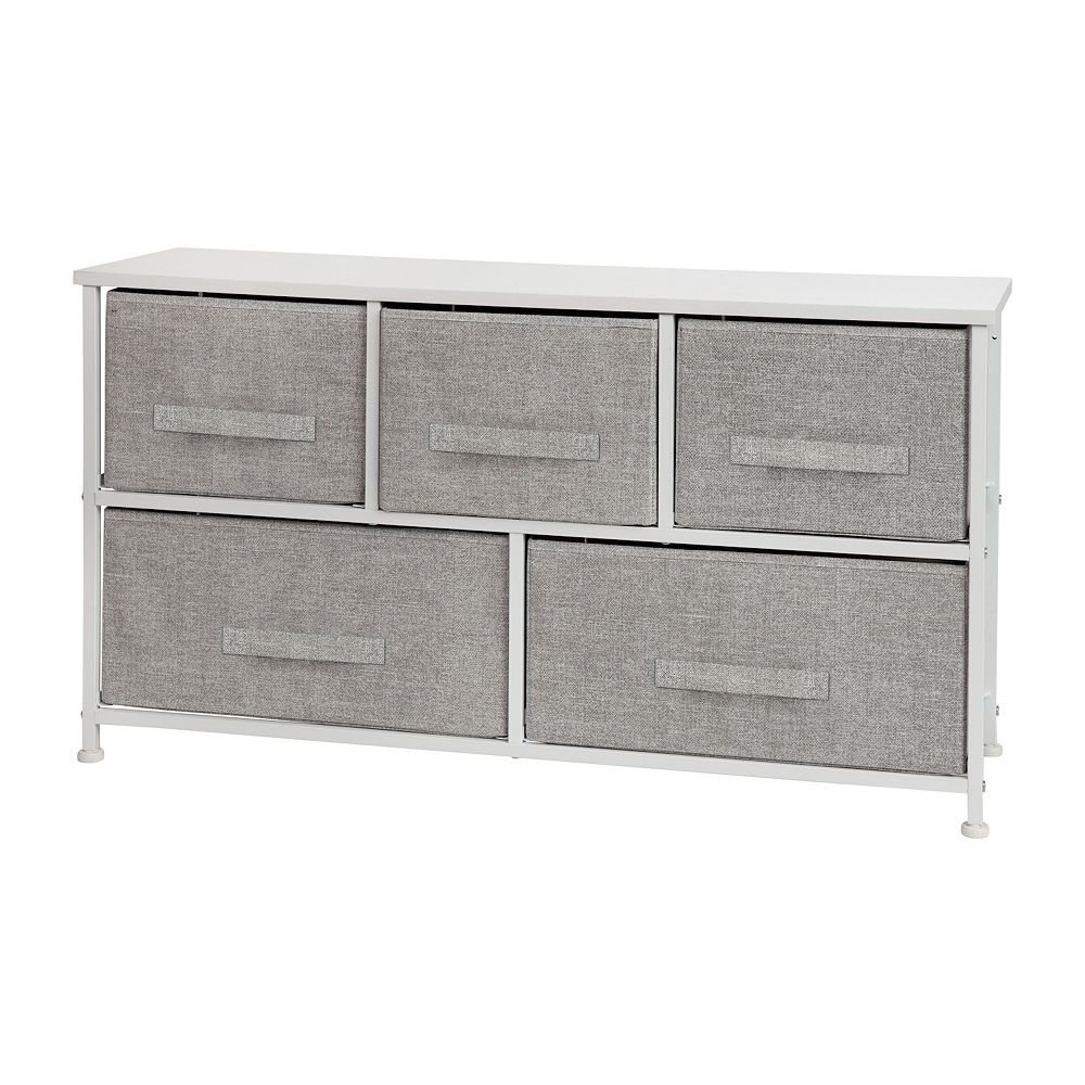 Flash Furniture 5 Drawer Storage Chest with Wood Top & Dark Fabric Pull ...