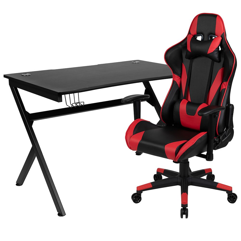 Flash Furniture Gaming Bundle-Desk, Cup Holder/Headphone Hook ...