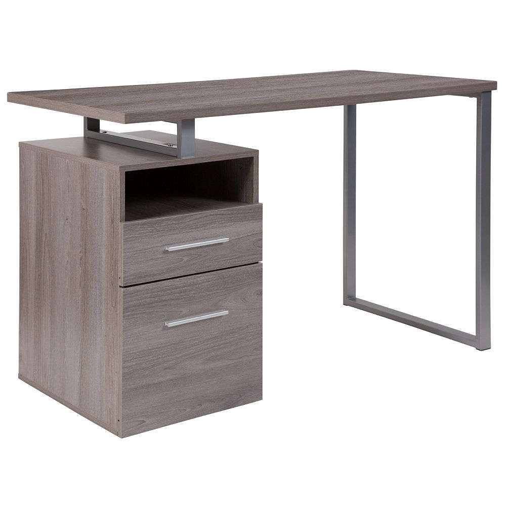 Flash Furniture Computer Desk with Two Drawers and Metal Frame