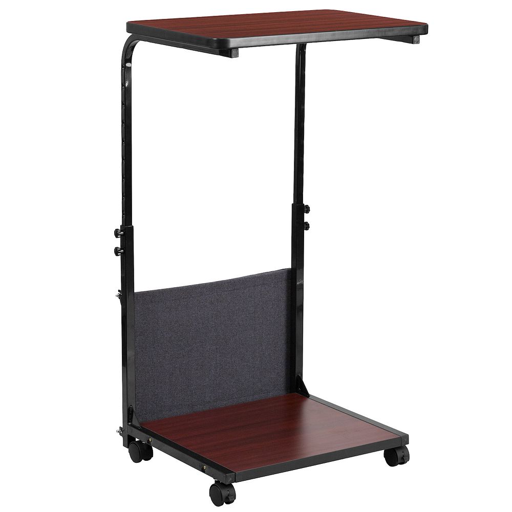 Flash Furniture Mobile Sit/Stand Mahogany Desk w/ Removable Pouch (Adj ...