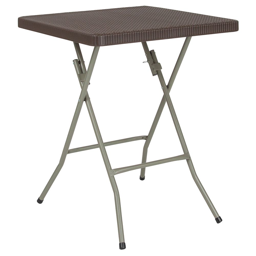 Flash Furniture 1.95-Foot Square Rattan Plastic Folding Table - Outdoor ...