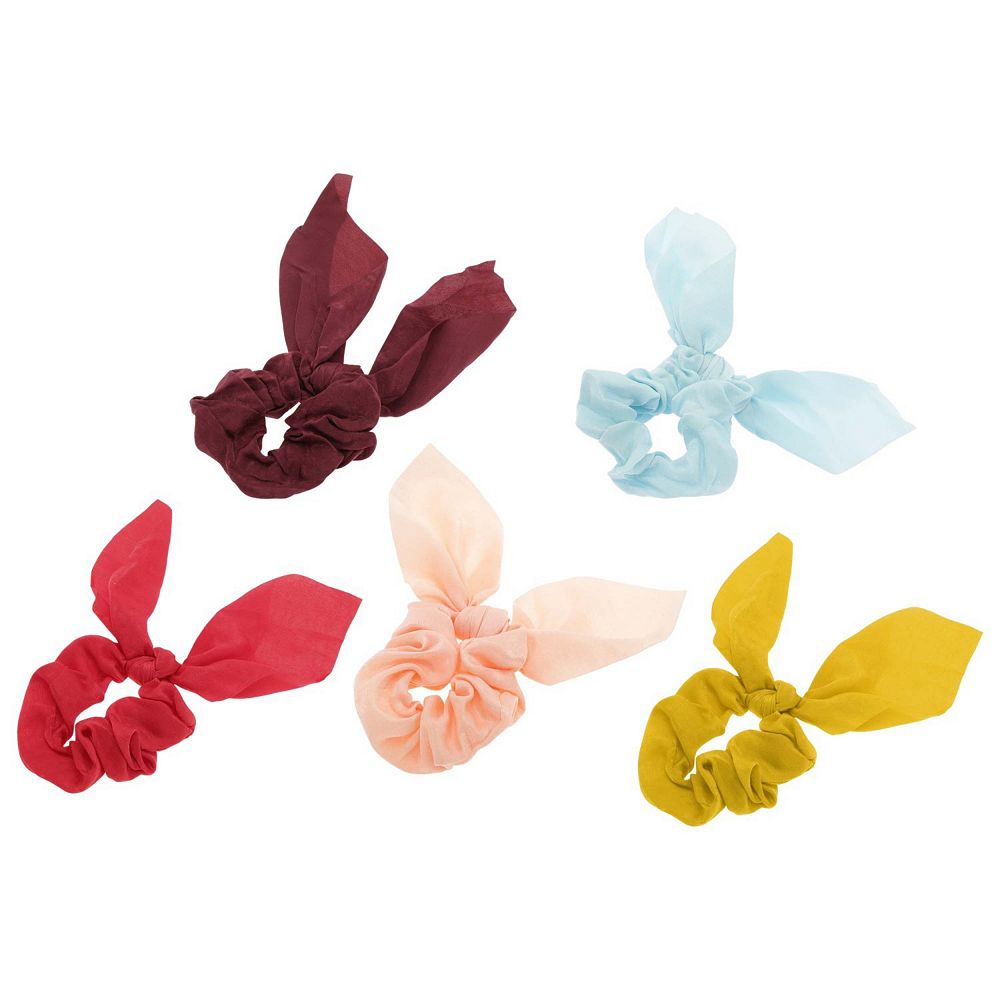 Solid Rabbit Ears Hair Ties Set 5 Pcs