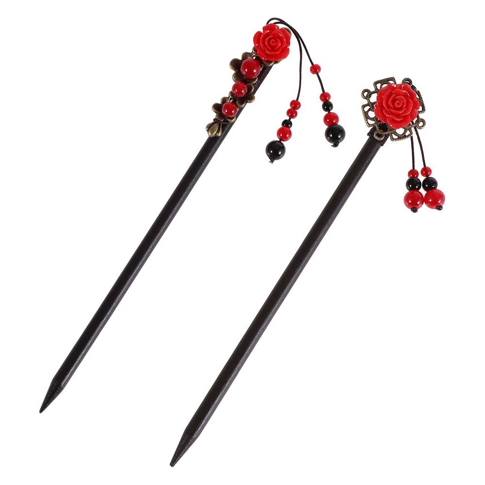 Retro Style Flower Hair Chopstick for Women 2 Pcs