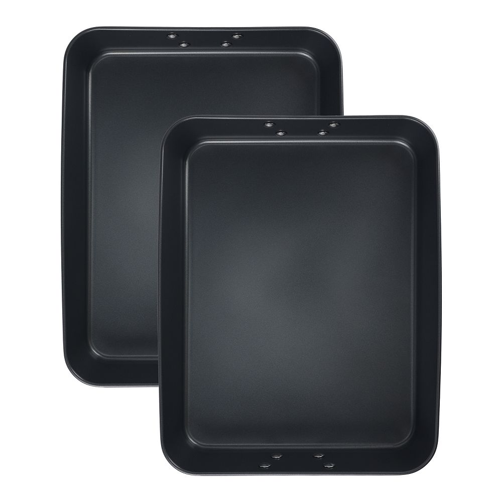 Set of 2 Baking Sheet Pans, Rectangular Warp Resistant Nonstick Cake ...