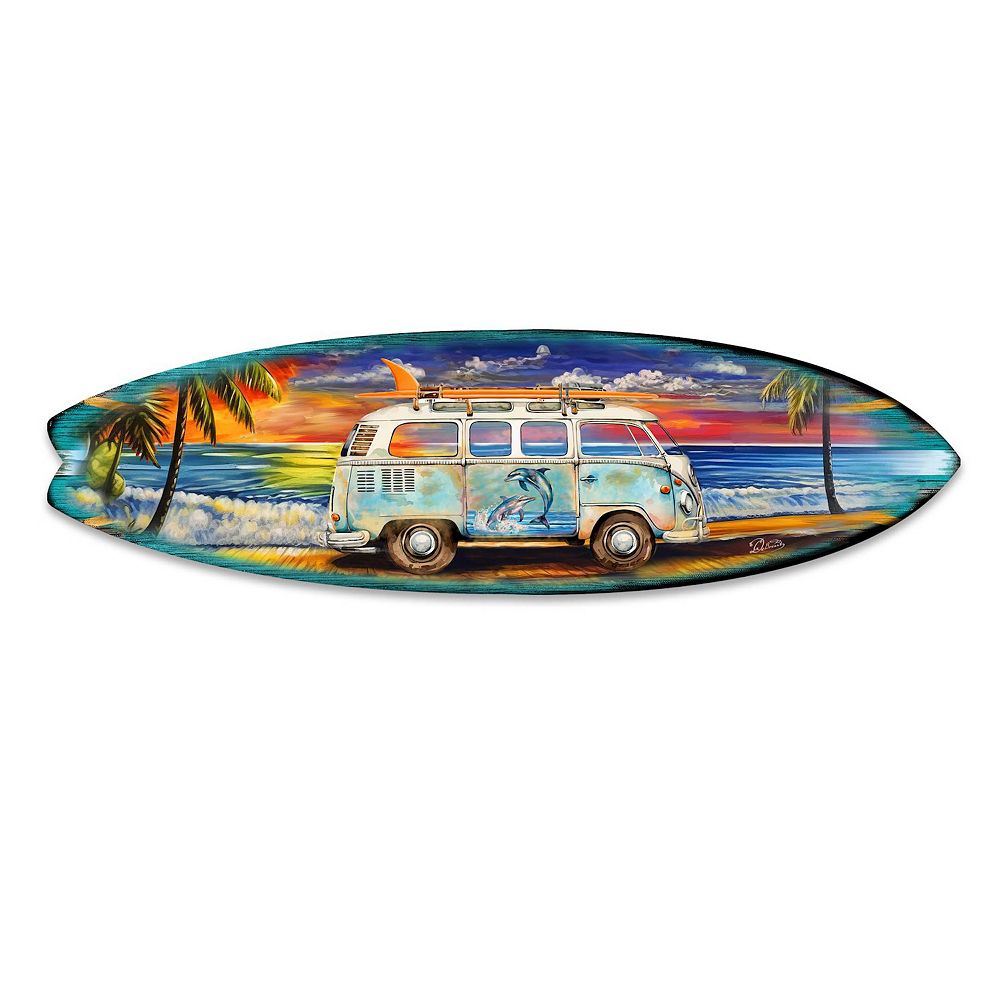 60" Surf Van at the Beach Surfboard Coastal Wall Art by G. DeBrekht