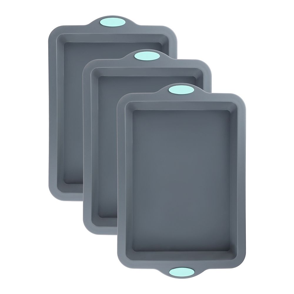 3 Pcs Cake Pan Nonstick Silicone Baking Pan, Heat Resistant Sheet Pans ...