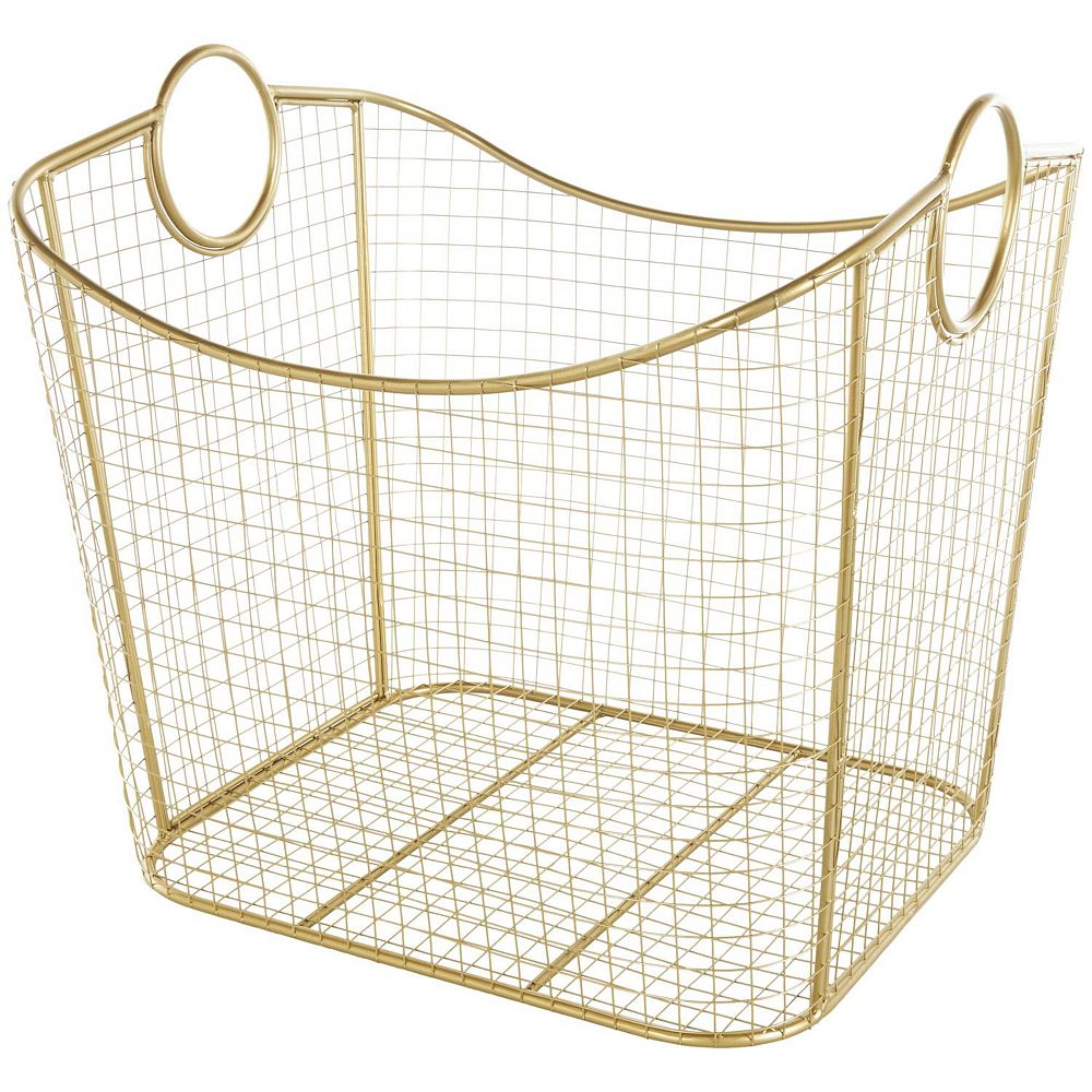 Stella & Eve Metal Decorative Storage Basket with Curved Sides & Ring ...
