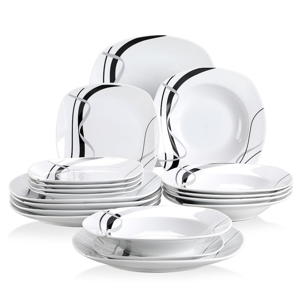 18-piece Porcelain Dinner Service for 6 people, incl. Dessert Plates ...
