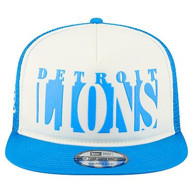 Men's New Era Cream/Blue Detroit Lions Cutout A-Frame 9FIFTY Snapback Hat