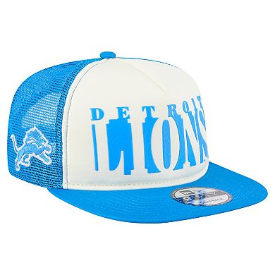 Men's New Era Cream/Blue Detroit Lions Cutout A-Frame 9FIFTY Snapback Hat