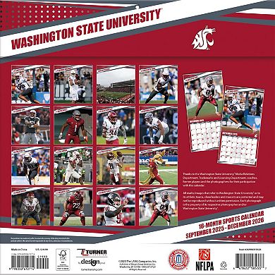 Washington State Cougars 12 ۝ x 12 ۝ 2026 Team Wall Calendar