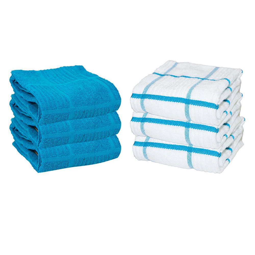 Sloppy Chef Premier Kitchen Towel 15x25 Windowpane Blue (6/Pack)