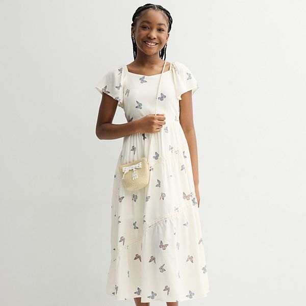 Girls 7-14 Trixxi Printed Maxi Dress With Purse