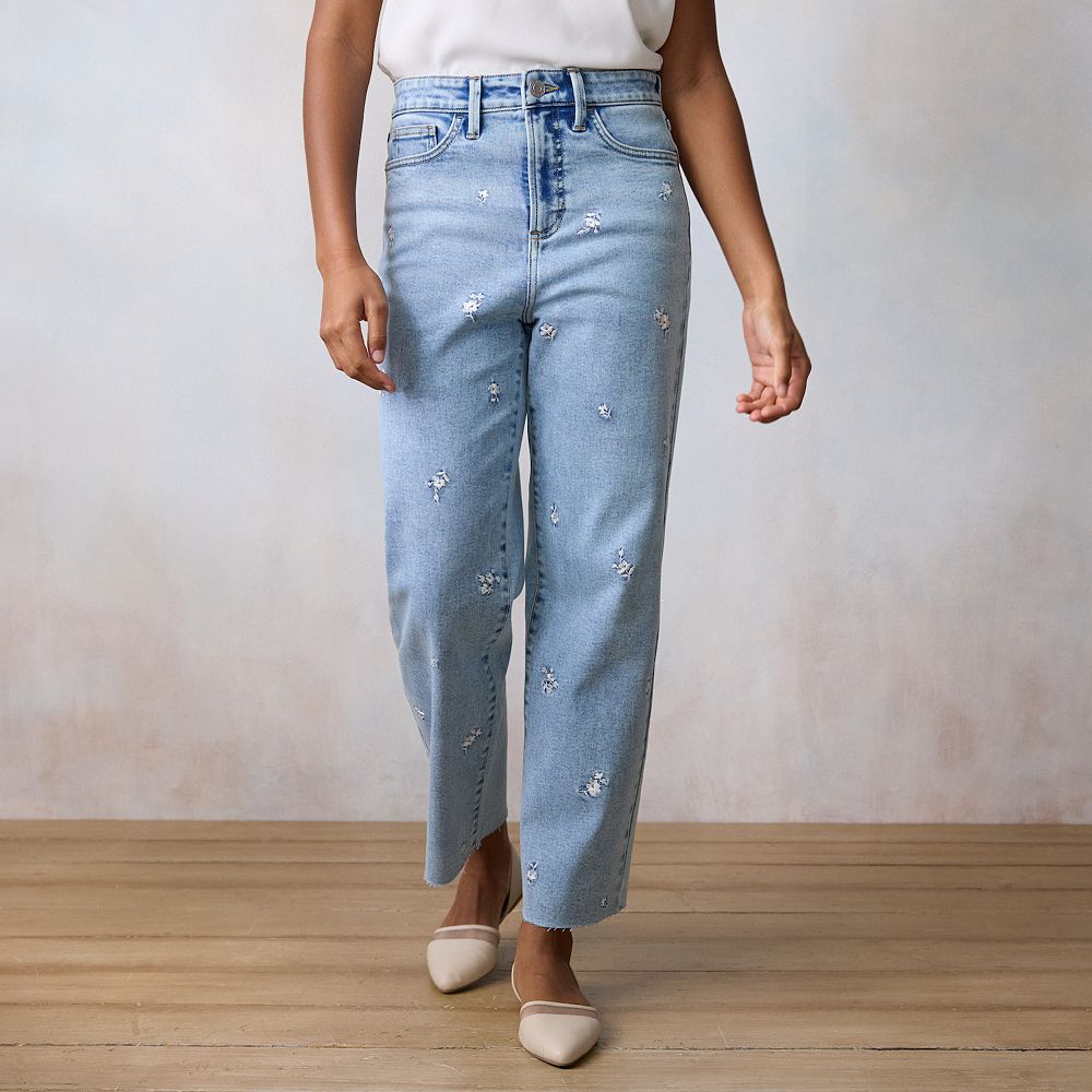 Women's LC Lauren Conrad Ultra High Rise Straight Ankle Jeans with Raw Hem