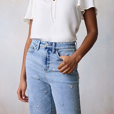 Women's LC Lauren Conrad Ultra High Rise Straight Ankle Jeans with Raw Hem