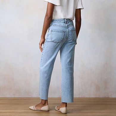 Women's LC Lauren Conrad Ultra High Rise Straight Ankle Jeans with Raw Hem