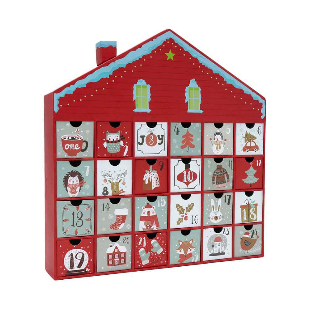 Christmas Advent Calendar House, 24 Drawer Countdown Calendar for ...