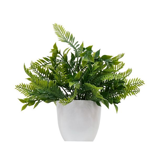 nearly natural Artificial Greenery Table Decor in White Plastic Pot