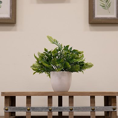 nearly natural Artificial Greenery Table Decor in White Plastic Pot