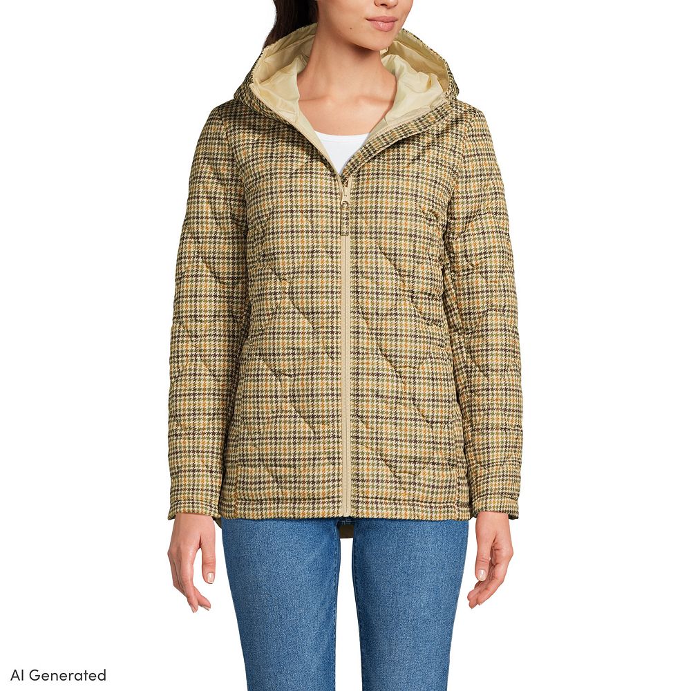Women's Lands' End Print FeatherFree Onion Quilted Insulated Jacket