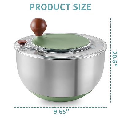 Stainless Steel Salad Spinner, 5.3 Qt Lettuce Spinner with Non-Slip ...