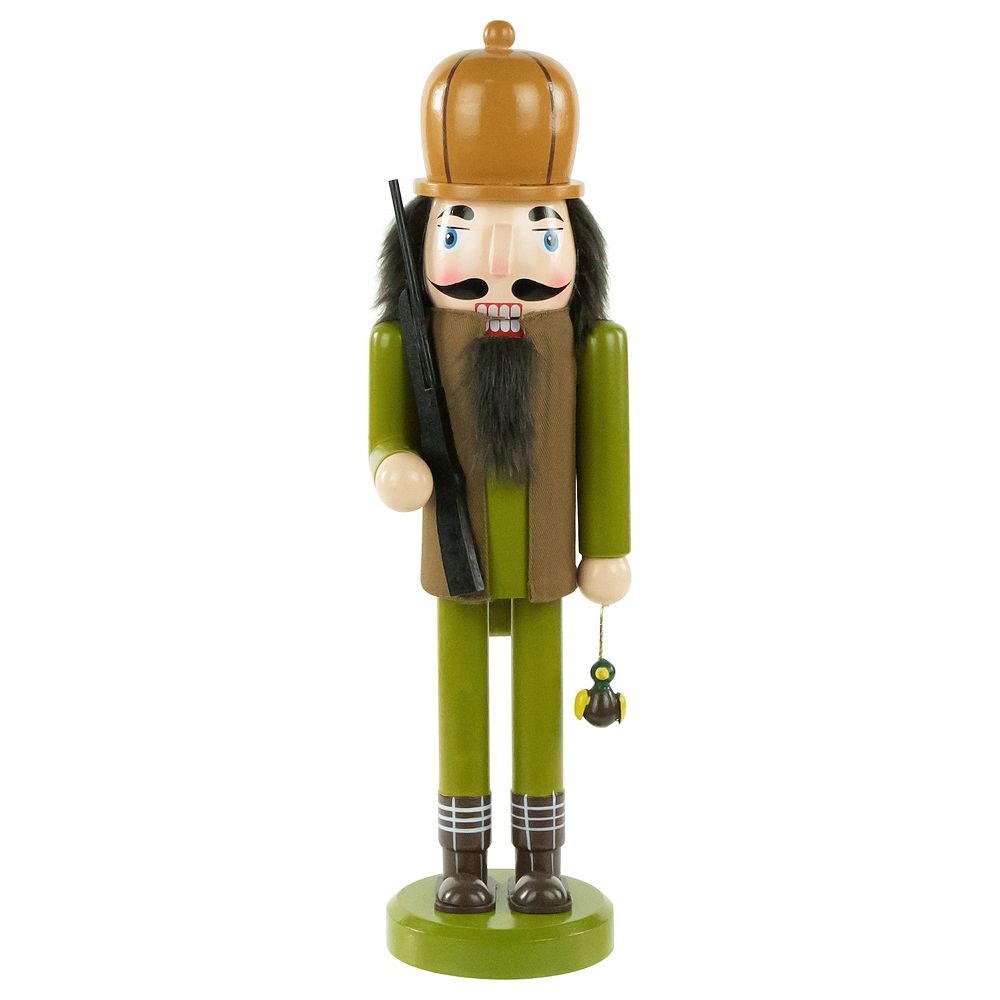 Nutcracker Factory 14" Green and Brown Wood Duck Hunter Wooden ...