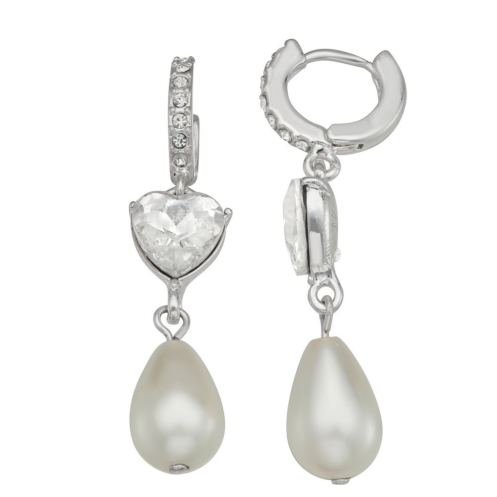 You're Invited Silver Tone Simulated Pearl Lab Grown Heart Gemstone ...