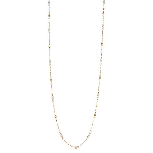You're Invited Gold Tone Simulated Pearl Strand Necklace